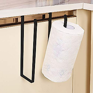 Paper Towel Holder, Black Steel Roll Paper Holder Hanger Storage Organizer for Kitchen Cabinet Paper Towel Rack