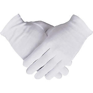 100% Cotton Gloves, 6 Pairs White Cotton Gloves for Women Dry Hands Eczema Serving - Archival Coin Jewelry Inspection Gloves(6 Pairs)