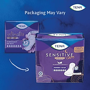 TENA Incontinence Pads, Bladder Control & Postpartum for Women, Overnight Absorbency, Extra Coverage, Sensitive Care - 84 Count