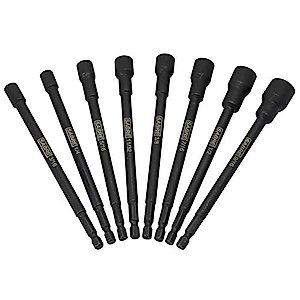 Sabre Tools 8 Piece SAE Impact Magnetic Nut Driver Set – 6 Inch Length, 1/4 Inch Hex Shank, Magnetic Socket Tip (8 Piece SAE Set)
