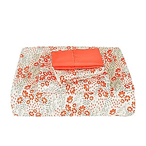 American Home Collection 6 Piece Print Bedding Sheets & Pillowcases Set Brushed Microfiber Wrinkle Free 14 Inches Deep Pocket Coral Patterned Sheets (Queen, Peach Floral)