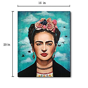 Frida Kahlo Canvas Wall Art-Inner Framed Oil Paintings Printed on Canvas Modern Artwork for Home Decorations and Easy to Hang for Living Room Bedroom-Fridas Front Portrait,Frida Kahlo Wall Art