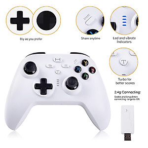 TechKen 2.4G Wireless Joystick Controller Compatible for Xbox One PC and Playtation 3 with Dual Vibration and Lager Capacity Rechargeable Battery, Elite PC P3 Controller for Xbox one