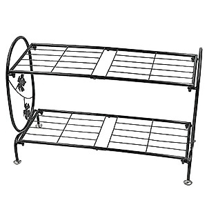2-Tier Shoe Rack Stand, Metal Iron Wire Shoe shelf Storage Organizer, For Entryway, Hallway, and Closet Rustic Black 24"x10.5"x16.5"