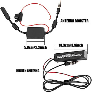 KSaAuto 12V Car Antenna Booster Stereo FM AM Radio Signal Amplifier Amp for Car Vehicle Truck SUV Boat Marine UTV RV Accessories FM Amplifier Audio Radio Stereo Media Head Unit Receiver