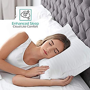 Nestl Bed Pillows for Sleeping - Down Alternative Sleep Pillows Standard Size Set of 2-100% Cotton Pillow with Polyester Fiber Filling - Soft and Fluffy Pillow 20 x 26 Inches