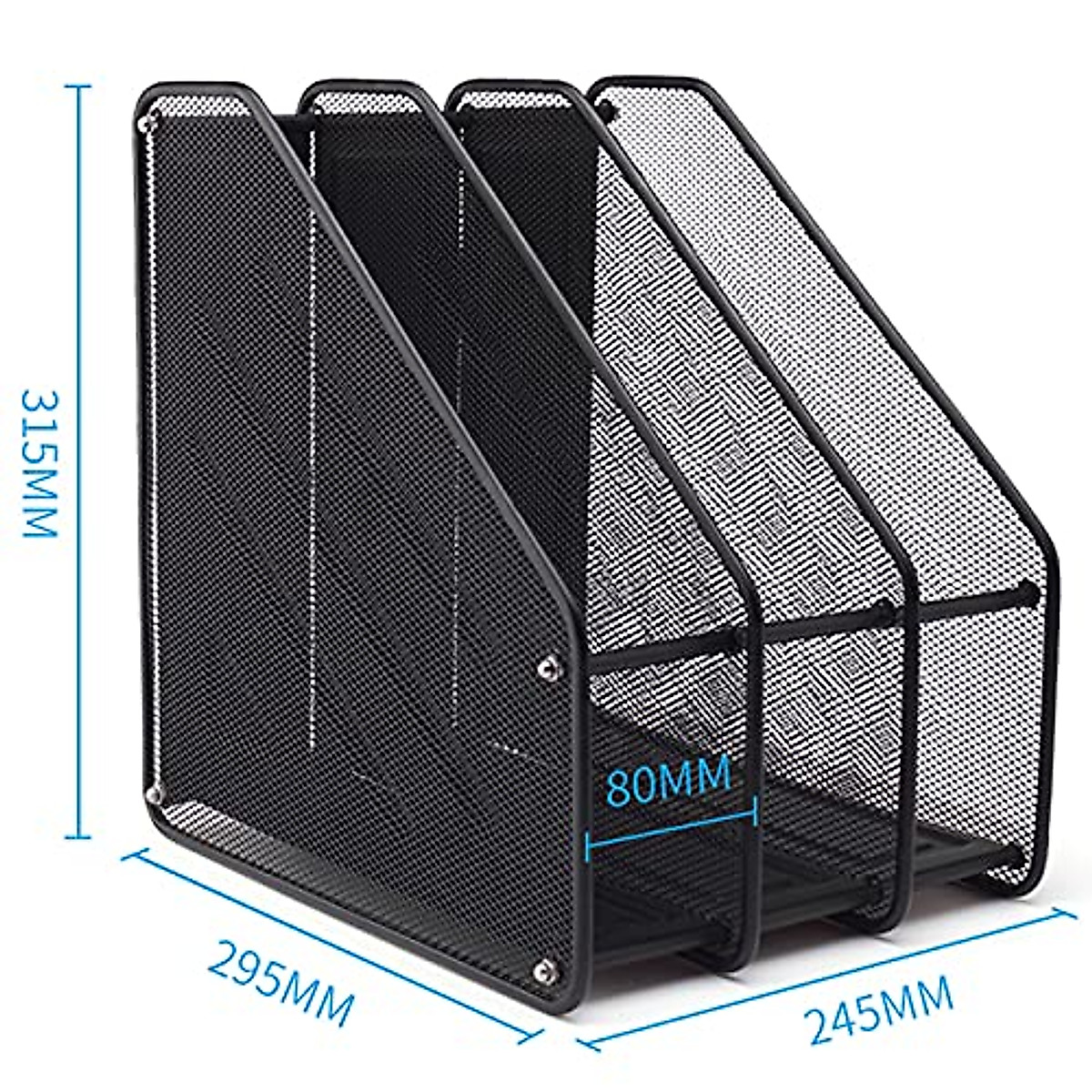 Vertical Style 3-Slot Mesh Metal Document Files Holder Rack,Desk Files Organizer Book Stand (3 Slot) (3-A-black)