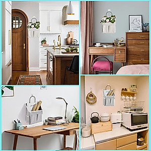 2 Pack Wall Hanging Storage Bag,Wall Hanging Organizer bags with Pockets, Wall Organizer Storage for Dormitory Bathroom Bedroom (Grey-upgraded)…