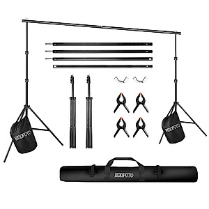BDDFOTO Backdrop Stand Party Birthday Support Kit 6.5x10ft/2x3m with 4PCS Clips(11.4 cm),2X Sand Bags,Personal Background Photography Stand with Canvas Carry Bag