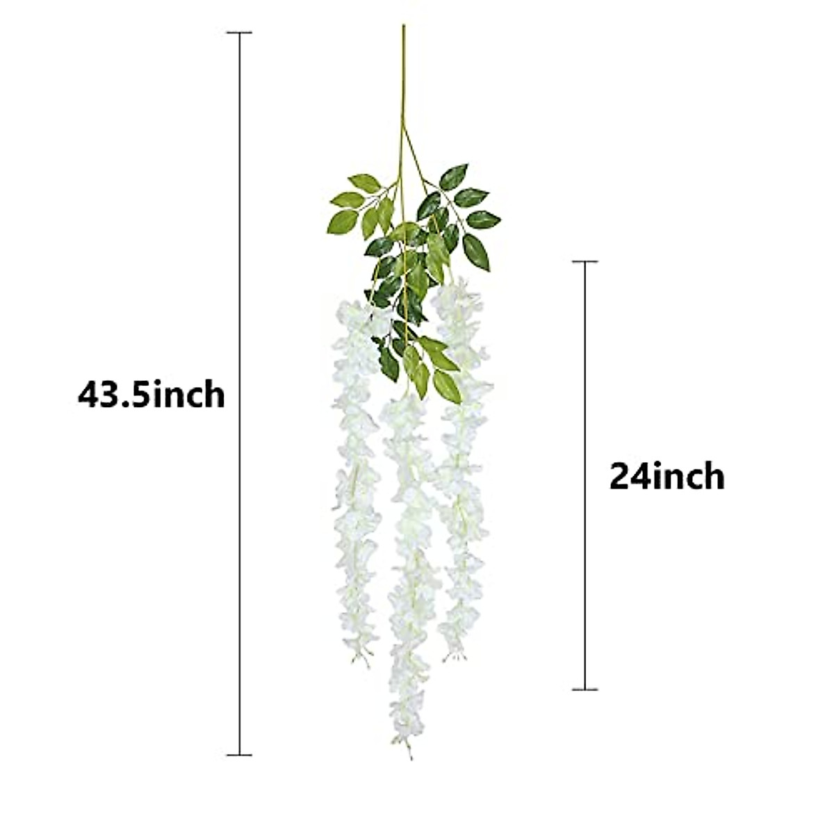 GOOCHOO 12 Pack 3.6 Feet Artificial Fake Wisteria Vine Ratta Hanging Garland Silk Flowers String Party Home Wedding Decor, (White)