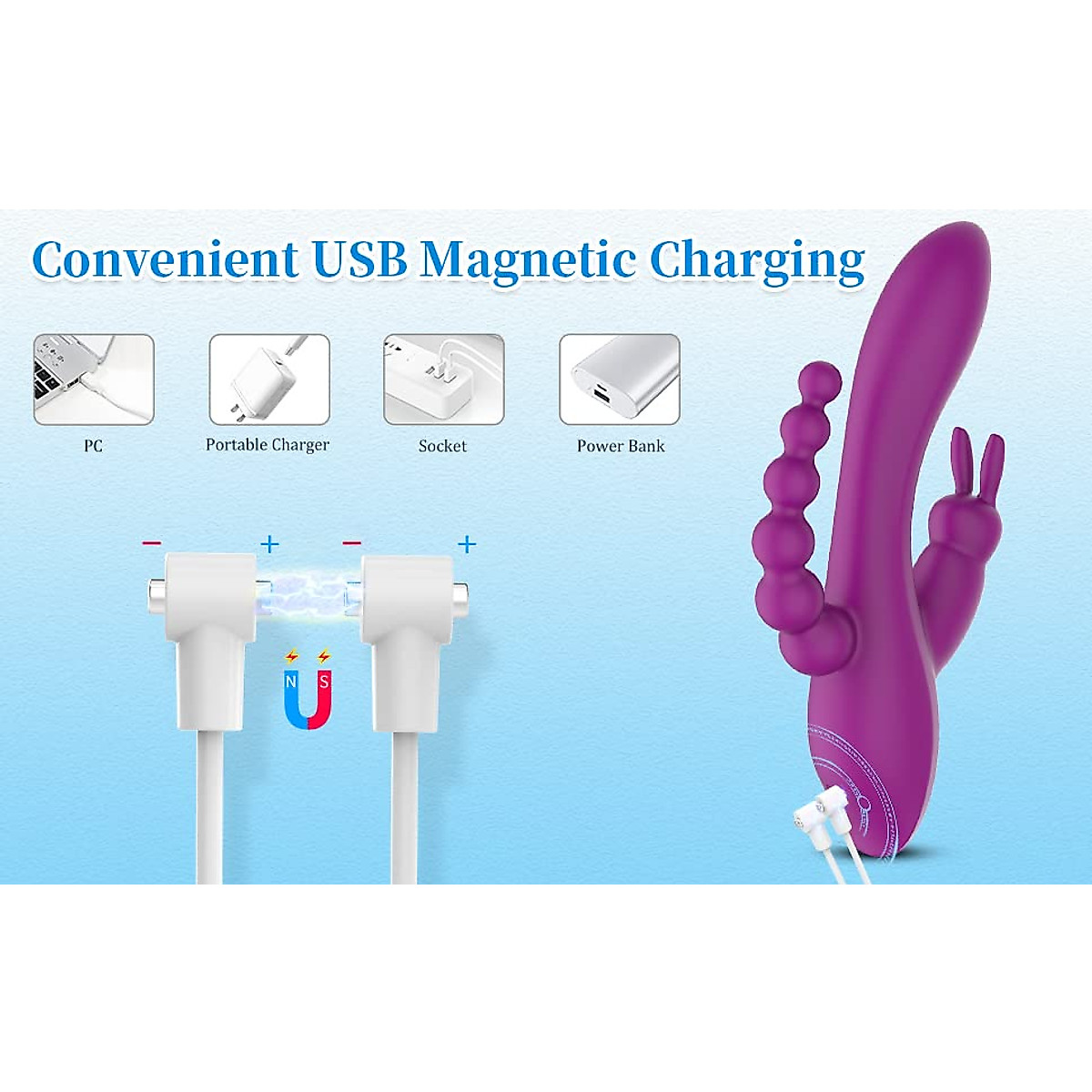 Fast Charging Magnetic USB Cable Cord Universal Charger for Massager, Compatible with Power Bank, Phone Charger Adapter & Computer, Suitable for Most Magnetic Massagers