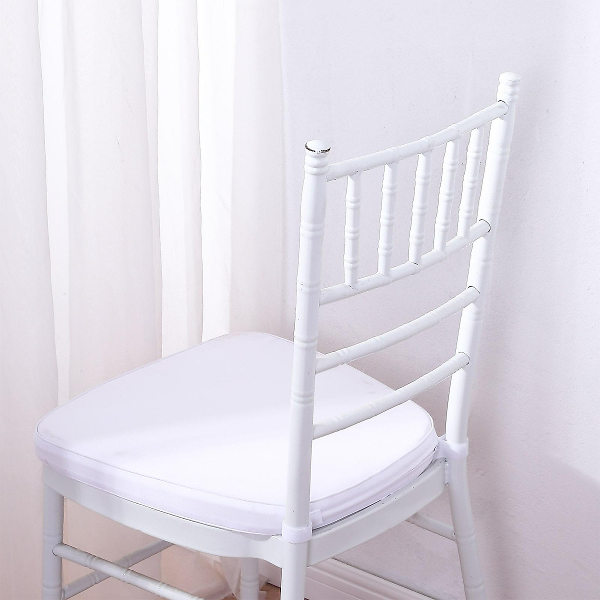 Efavormart 10PCS White Chiavari Chair Cushion Chair Pad with Attachment Straps Party Event Decoration - 2" Thick