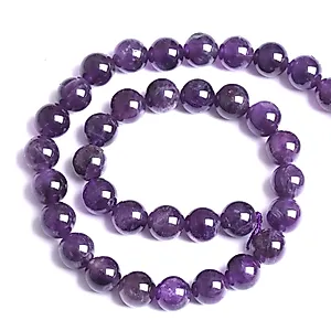 HAAMIIQII 45pcs 8mm Natural Amethyst Stone Beads Round Loose Gemstone Beads for Jewelry Making Strand 15 Inch
