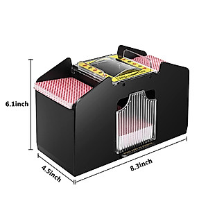 Nileole 2/4/6 Deck Automatic Card Shuffler, Battery-Operated Electric Shuffler, Casino Card Game Table Accessories for Travel, UNO, Phase 10, Skip-Bo, Texas Hold'em (Black, 4 Decks)