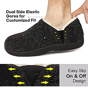 LongBay Men's Cozy Memory Foam Slippers Comfy House Shoes (Large / 11-12, Dark Grey)