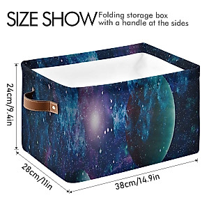 AUUXVA Nebula Galaxy Planet Storage Basket Collapsible Cloth Storage Cube Basket Bins Organizer with Handles Rectangular Large Toys Shelf Closet for Nursery Bedroom Home Office
