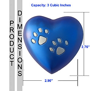 THE ASCENT MEMORIAL Pet Cremation Urn for Ashes | Gift Box of Dog’s and Cat’s Small Love Heart Ash Container for Funeral Remains with Display Stand Velvet Carry Bag Paper Funnel