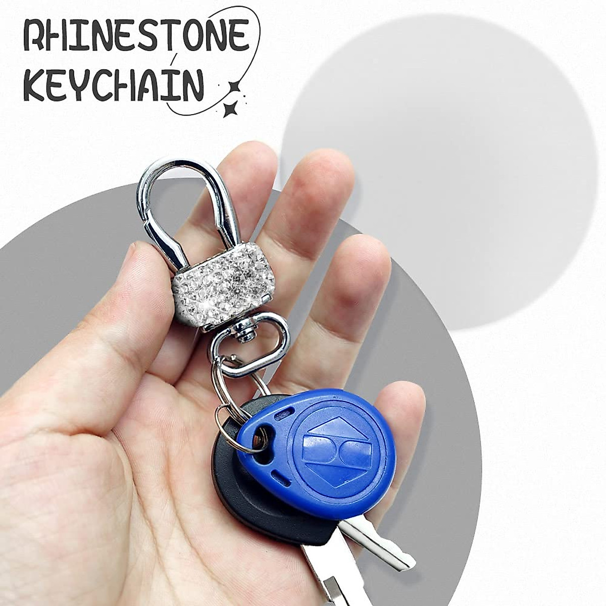 eing Car Key Case Leather Auto Smart Keychain Holder Metal Hook and Keyring Zipper Bag for Remote Key Fob, Bling Key Ring with Pouch Bag,Handbag Charms Purse Keychain for Women - (5Pack,Silver)