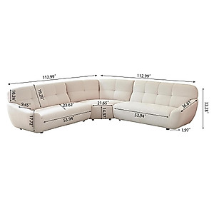 113'' Modular Sectional Sofa, Sherpa Lamb Fabric Original Design L Shaped Couch, 5 Seat Modern Corner Sofa with 3 Pillow for Living Room, Villa, Office (113''-Dark Orange)