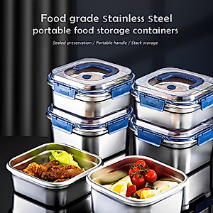 podafu stainless steel food containers with lids,Extra-thick type,HEAT-RESISTING,with 4 Locking Tabs, Microwave, Dishwasher, and Freezer Safe