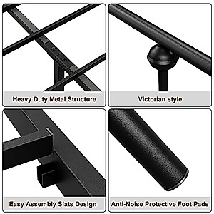 IKIFLY Metal California King Bed Frames with Headboard & Footboard - Strong Steel Slats - Mattress Foundation - Victorian Vintage Style - No Box Spring Needed - Black/Cal King