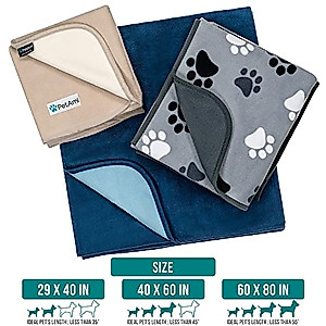 PetAmi Waterproof Dog Blanket for Extra Large Pets Dogs Cats, Large Pet Couch Cover Protector for Furniture, Reversible Washable Soft Fleece Cat Blanket for Bed Couch Sofa, 60x80 (Paw Print Gray)