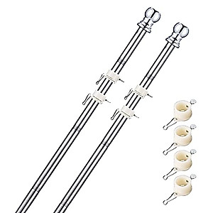 PHITRIC 6 FT Flag Pole for Kit (2 Packs), Tangle Free Spinning Stainless Steel Flagpole, Suitable for 3x5 Heavy Garden Flag 1" Dia Flag Pole for House, Wall-Mounted (Without Bracket,Silver)