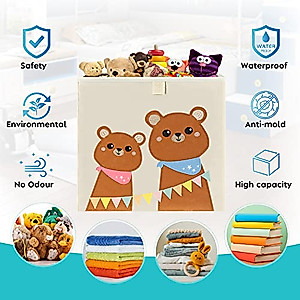GARPROVM Organizer for Kids Nursery, Cute Cartoon Animal Storage Bins Basket Cube for Shelves, with Handles, fits Baby, Clothes, Children's Room, 13inch