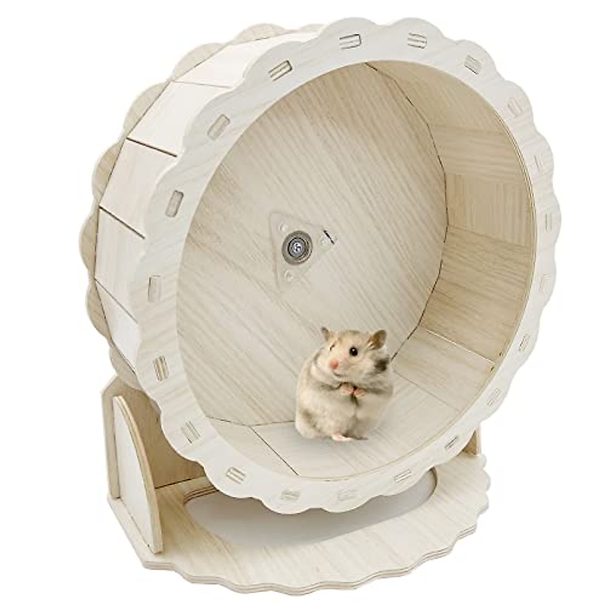 BNOSDM Wooden Hamster Exercise Wheel Silent Hamster Running Wheels with Stand Adjustable Quiet Small Animal Wheel Spinner Toy for Syrian Hamster Gerbil Mice Rat Hedgehogs (9 inch)