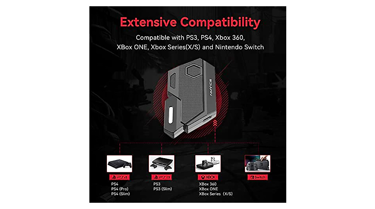 AIMVICE Keyboard & Mouse Adapter for Game Consoles