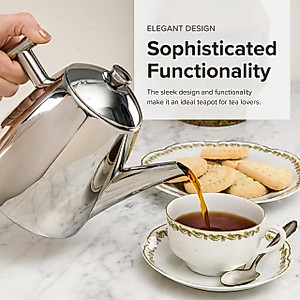 Frieling 18/8 Stainless Steel Teapot with Infuser, Tea Warmer with Teapot Infuser for Loose Tea, 34 Ounces