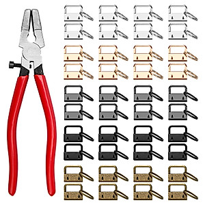 Key Fob Hardware, 40 Pcs 1Inch 25mm 5 Colors Key Fob Hardware Kit Keychain Hardware Pliers Attach Rubber Tips for Wristlet Keychain, Key Lanyard and Key Chain Making Hardware Supplies Install