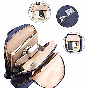 Kamlui 15.6-Inch Laptop Backpack for Women Nylon Waterproof Work Laptop Bag Stylish Teacher Backpack Business Computer Bags College Laptop Bookbag, Blue