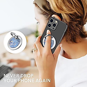 Delidigi Compatible with MagSafe Ring Holder Grip, Magnetic Phone Ring Stand, Adjustable Finger Ring Grip Kickstand for iPhone 14 13 12 Series Removable Wireless Charging