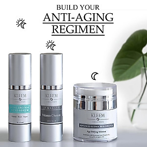 Pure Hyaluronic Acid Serum for Face with Vitamin C, Vitamin E and Green Tea, Plant-Powered Anti-Aging Hydrating Serum, Best for Firming, Repairing, Moisturizing, Plumping Fine Lines, 1 fl oz