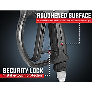 YAMATIC Short Pressure Washer Gun Stainless Steel with Swivel 3/8" Plug, 5000 PSI Power Washer Trigger Handle Replacement for MTM SGS35, SGS28, SG35, SG28 and More Stubby Foam Cannon Gun Car Wash