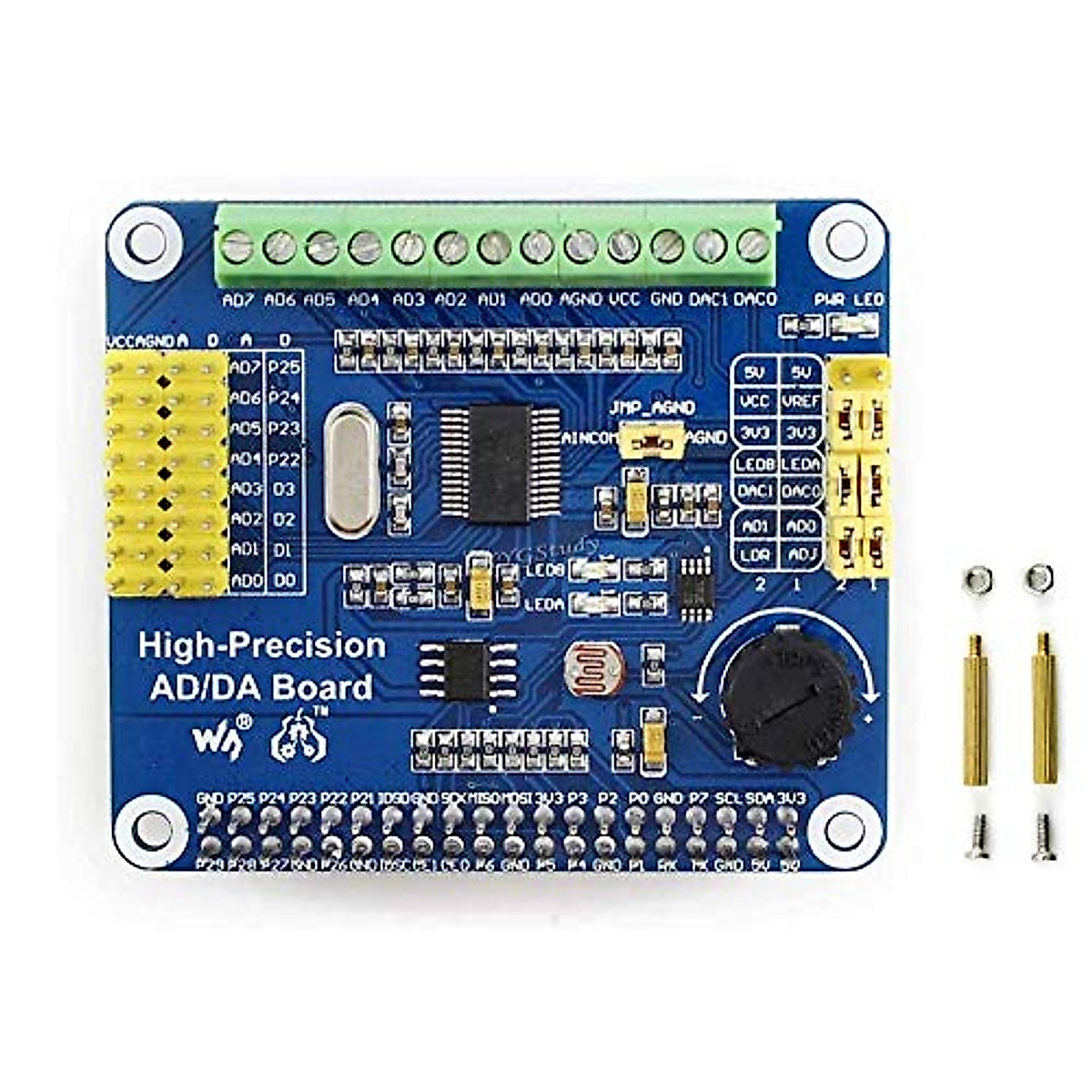 XYGStudy for Raspberry Pi 4B/3B+/3B/2B/B+/A+ Jetson Nano High-Precision AD/DA Expansion Board Sheild Onboard ADS1256 DAC8552 ADC DAC Jumper