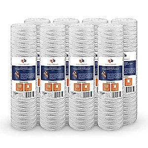 Aquaboon 1 Micron 20" x 4.5" String Wound Sediment Water Filter Cartridge | Whole House Sediment Filtration | Compatible with PC40-20, WP1BB20P, 355222-45, WPP-45200-01, WPP-45200-01, 84650, 8-Pack