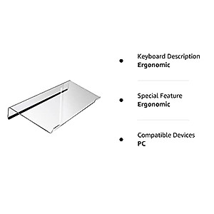 Nat-Hom Computer Keyboard Stand-Clear Acrylic Keyboard Tray with Rubber Strip，Ticker Acrylic Keyboard Riser（Holder） for Easy Ergonomic Typing and Working at Home and Office(Upgrade with rubber strip)