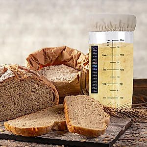 Tyniaide 24 Oz Sourdough Starter Kit – Extra Thermometer Strips and Breathable Covers Included in Sourdough Starter Jar – A Perfect Sourdough Bread Starter Kit for Beginners to Expert