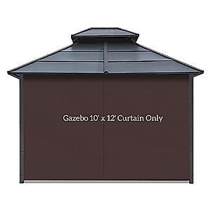 AONEAR Gazebo Privacy Curtain with Zipper Side Wall Universal Replacement for 10' x 12' Gazebo, Patio, Outdoor Canopy, Garden and Backyard, Coffee Brown (1-Panel Curtain Only)