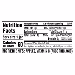 Gerber Natural for Baby 1st Foods Baby Food Jar, Apple, Made with Natural Fruit & Vitamin C, Non-GMO Pureed Baby Food, 4-Ounce Glass Jar (Pack of 10 Jars)