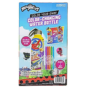 Miraculous Create Your Own Color-Changing Water Bottle, Color Your Own Water Bottle, Great For Travel & Road Trips, Sports & School, Creative Gift Idea, Arts & Crafts Activity Kids Ages 6, 7, 8, 9, 10