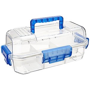 Heathrow HS120052 DuraPorter Transport Box, Clear with Blue Handles