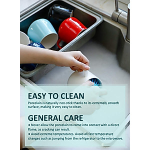 Teocera Porcelain Coffee Mugs Set of 4-12 Ounce Coffee Cups with Handle for Hot or Cold Drinks like Cocoa, Milk, Tea or Water - Smooth Ceramic with Modern Design, Turquoise