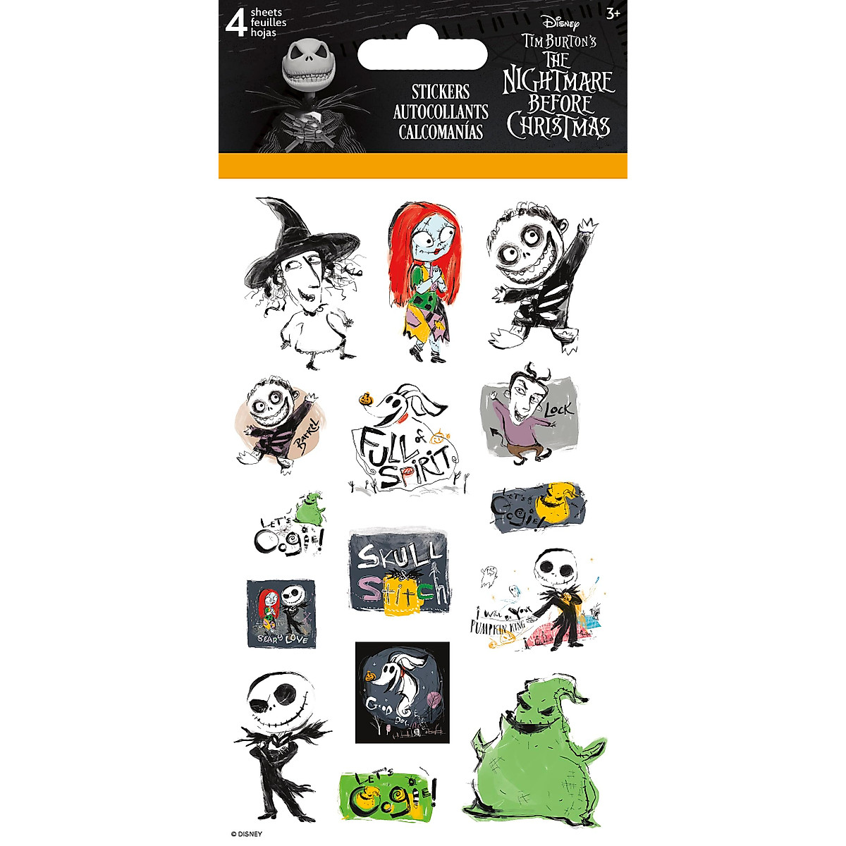 Disney -The Nightmare Before Christmas - Ink Winter Standard Stickers - 4 Sheet
