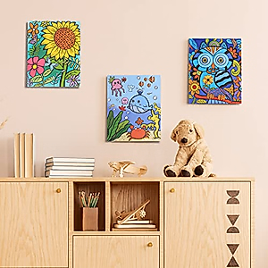 3 Pack Paint by Numbers for Kids Ages 8-12, 10*8"Color by Number for Kids Framed Canvas with 18 Acrylic Paint Pots and 6 Brushes, Kids'paint by number, Arts and Crafts Art Supplies for Kids 9-12