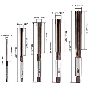 uxcell Hand Reamers Set 4mm 6mm 8mm 10mm 12mm H8 Accuracy Alloy Tool Steel 6 Flutes Straight Shank Milling Cutter Tool 5pcs