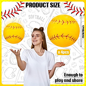Gerrii 4 Pcs Basketball Softball Football Soccer Volleyball Tennis Pillow 3D Sports Pillow Fluffy Plush Stuffed Throw Pillow Sport Theme Cushion Plush Stuffed Pillow Gift Decor (Softball,10 Inch)