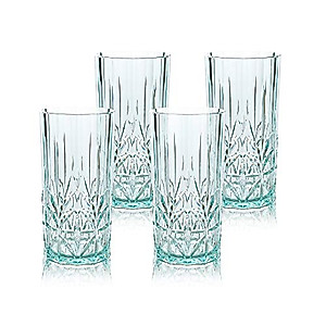 BELLAFORTE Shatterproof Tritan Tall Tumbler, Set of 4, 18oz - Myrtle Beach Drinking Glasses - Unbreakable Plastic Drinking Glasses for Gifting, Parties, New Year - BPA Free - Dishwasher Safe - Teal